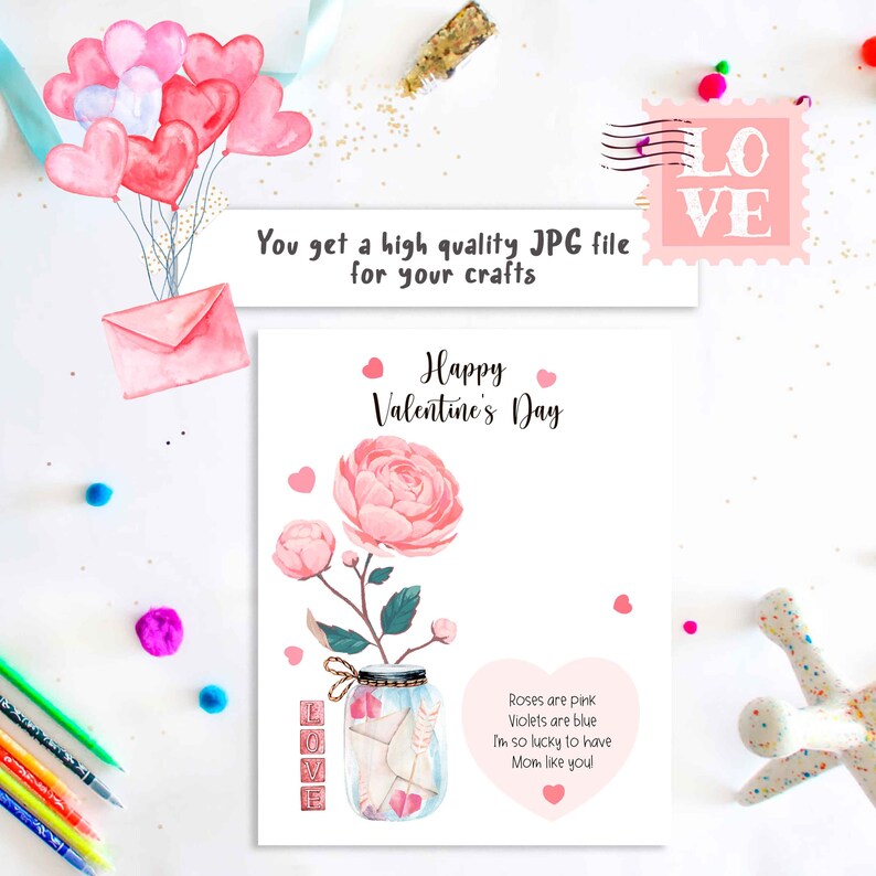 Mom Valentine Handprint Poem Heart Roses Love Baby Handprint - Etsy