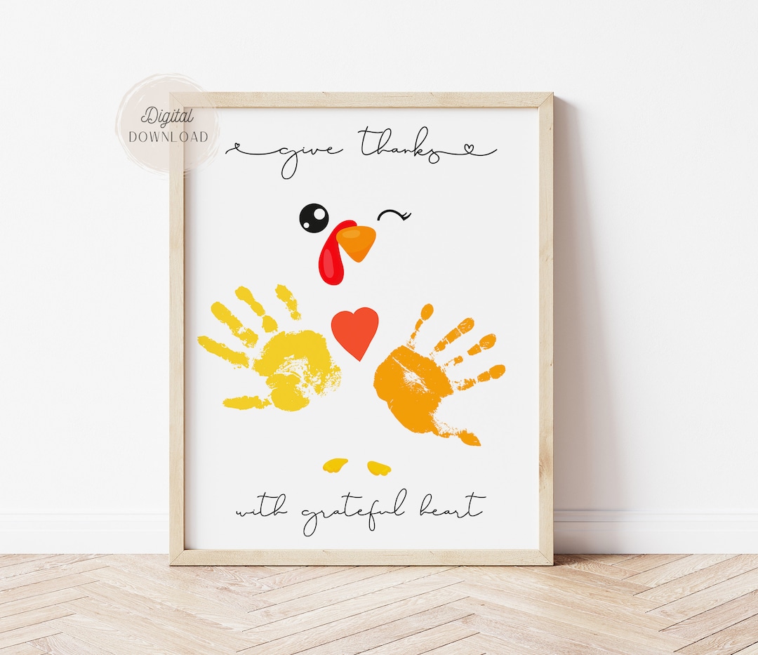 Turkey Handprint Art / Turkey Hand Craft Give Thanks Thanksgiving DIY ...