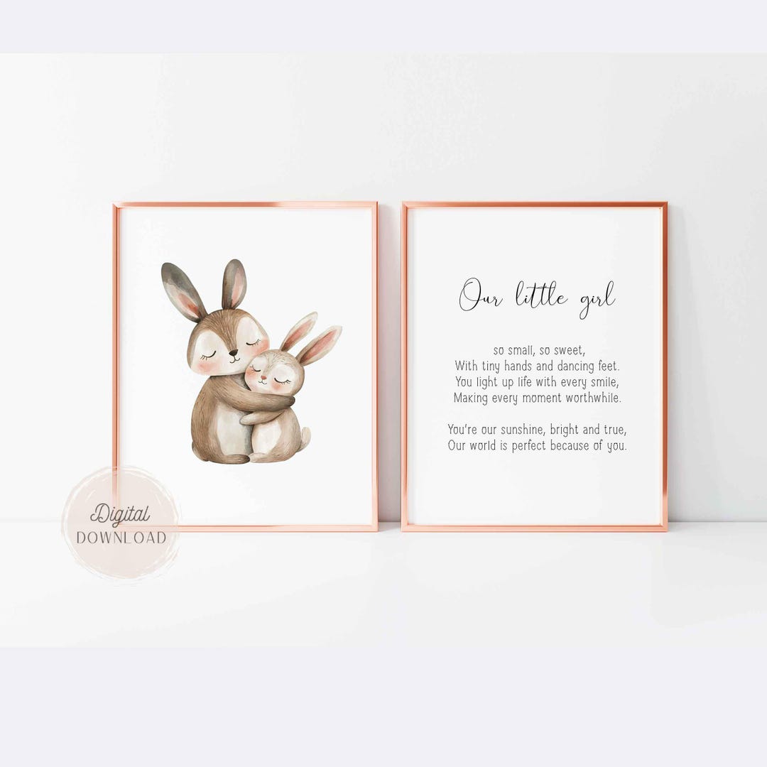 Nursery Poem Art, Bunny Nursery Wall Art, Our Little Girl, Baby Girl ...