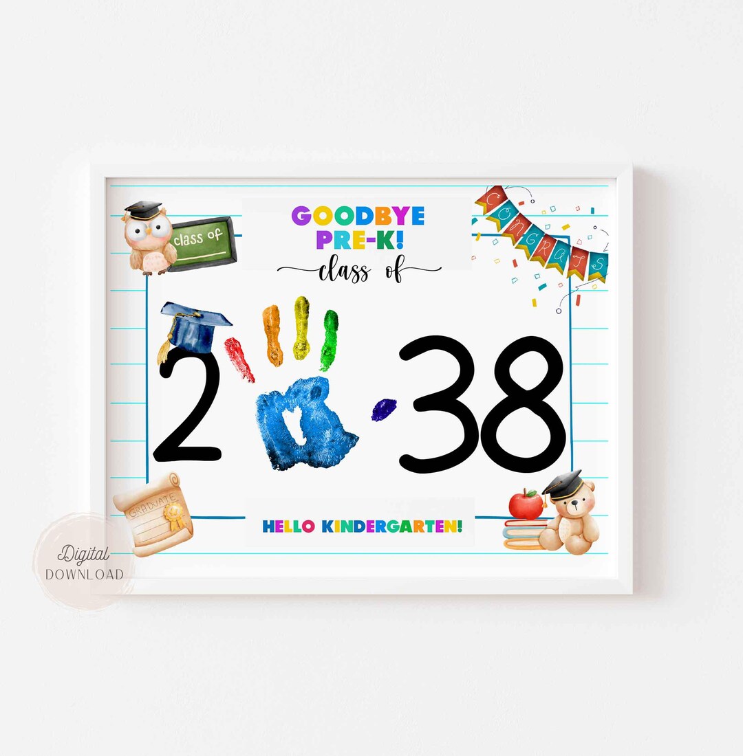 Goodbye Pre-k Hello Kindergarten Sign, Graduation Crafts Printable ...