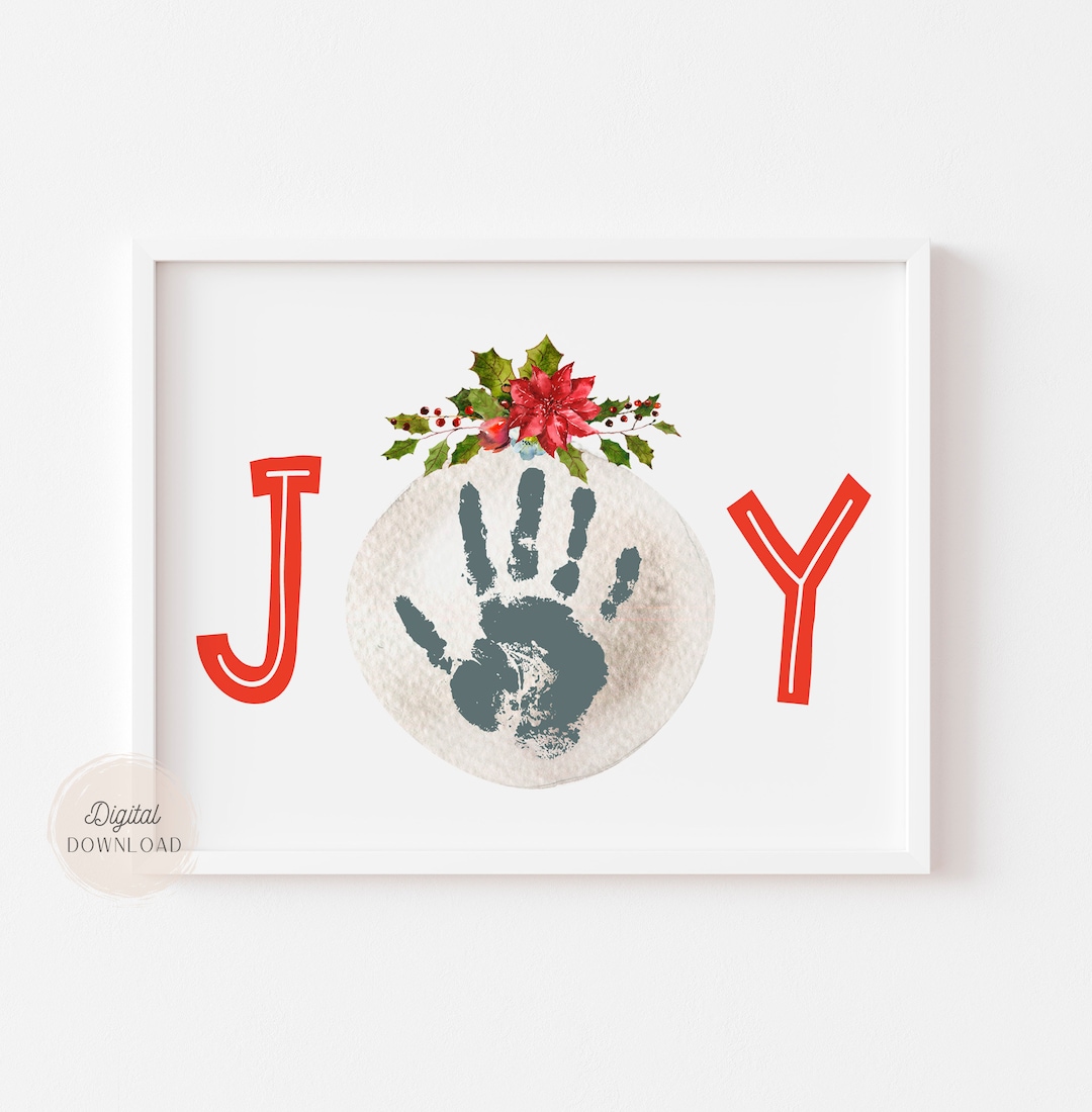 Joy Christmas Handprint, Christmas Handprint Art, Ornament Christmas ...