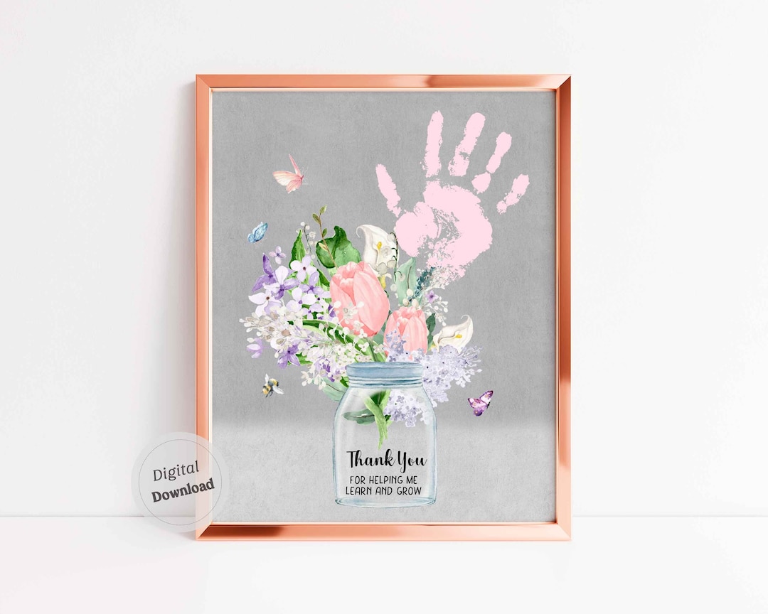 Thank You for Helping Me Learn and Grow Handprint Appreciation Teacher Gift Kindergarten Daycare ...