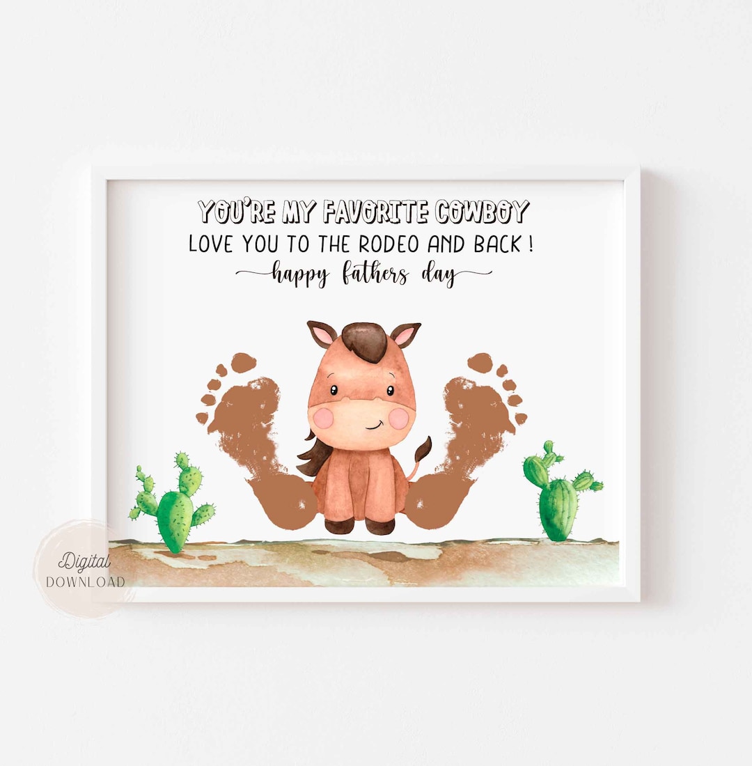 Father's Day Footprint, Cowboy Footprint, Western Dad Grandpa Animal ...