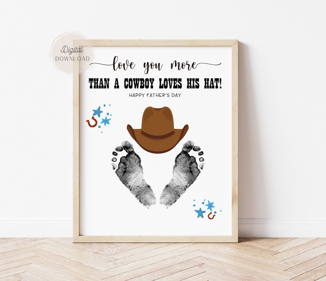 Footprint Craft for Father's Day, Cowboy Footprint, Western Dad Grandpa ...