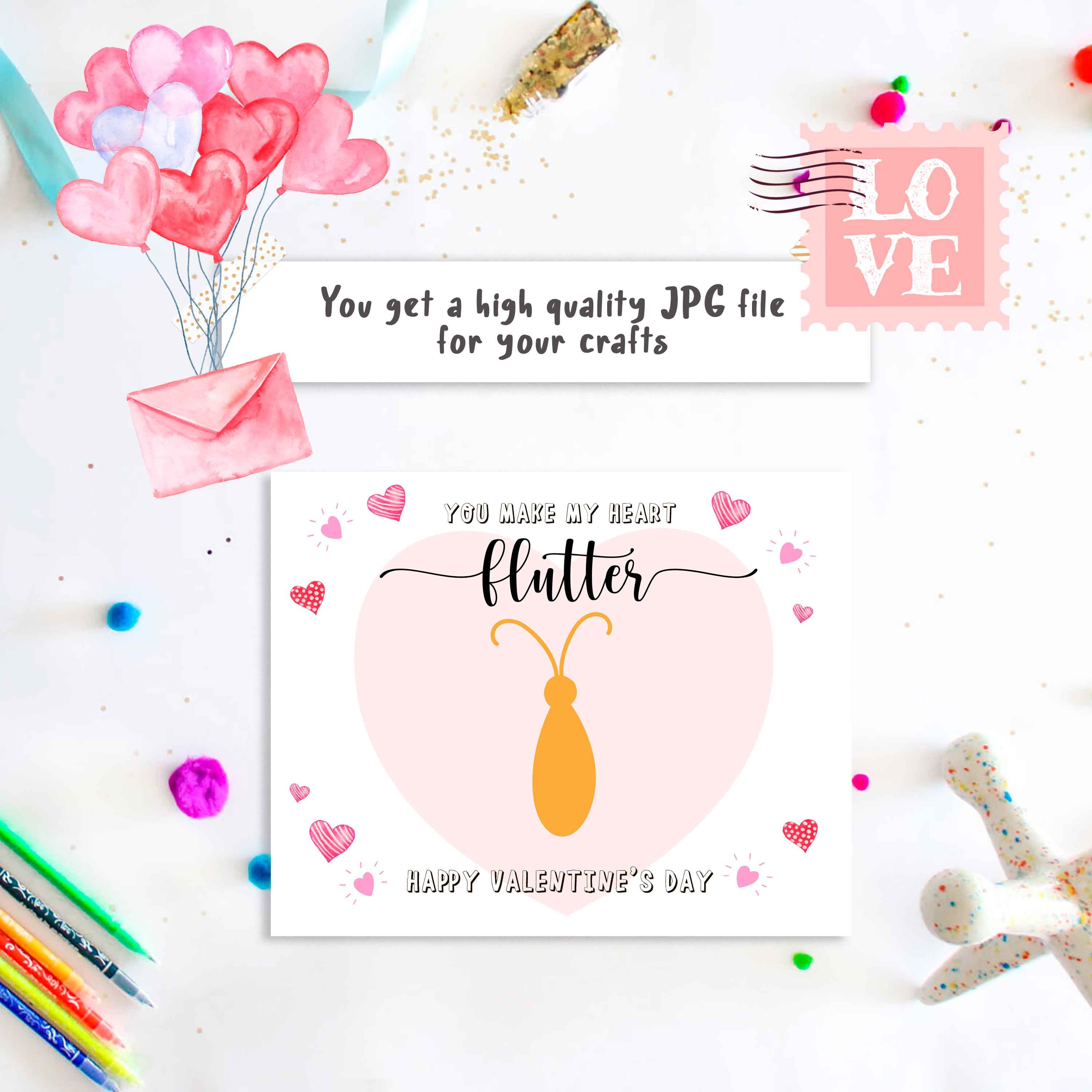 You Make My Heart Flutter Printable Valentine Handprint Baby - Etsy