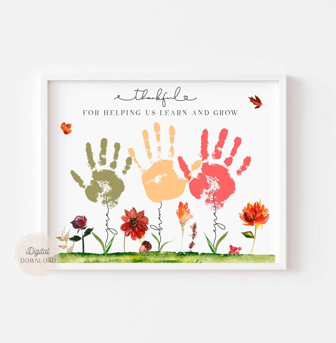 Appreciation Thanksgiving Teacher Gift, Handprint Art Sign ...