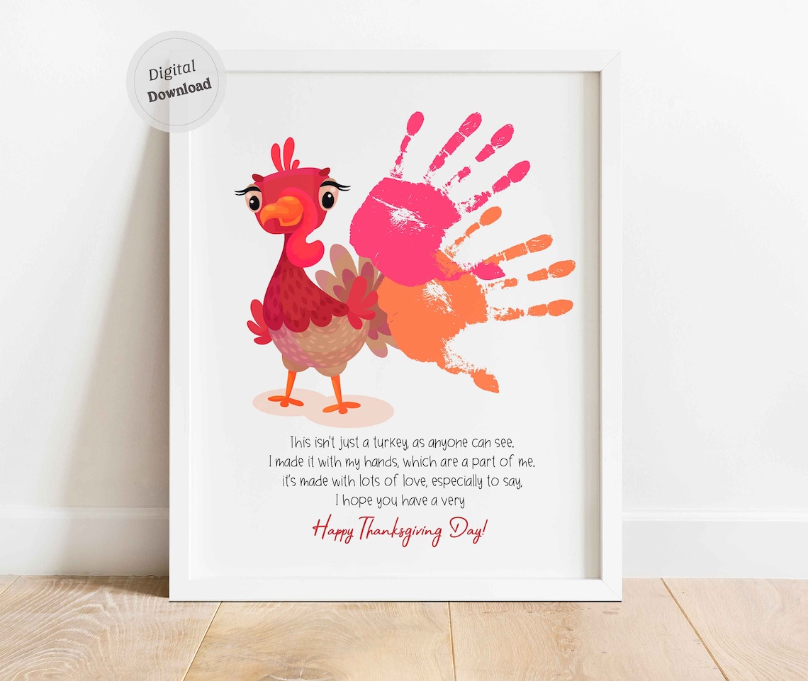 Thanksgiving Handprint Poem Turkey Handprint Art Template - Etsy