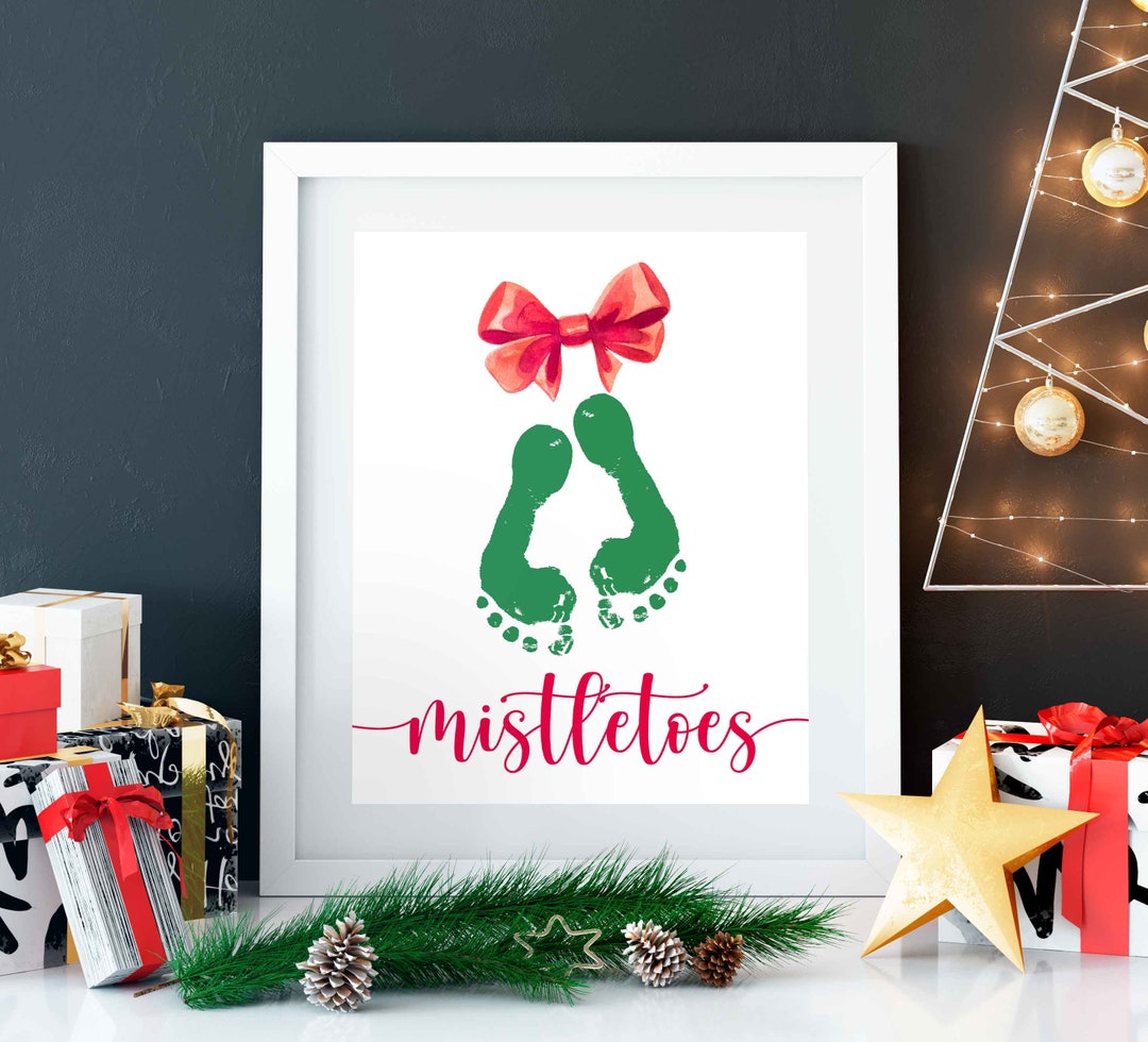 Mistletoes Mistle-toes Footprint Art Craft Printable Templet Christmas ...