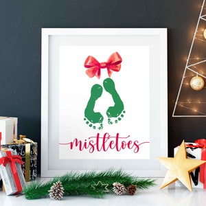 Mistletoes Mistle-toes Footprint Art Craft Printable Templet Christmas ...
