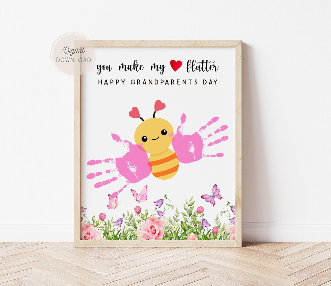 Butterfly Handprint Art Grandparents Day, You Make My Heart Flutter ...