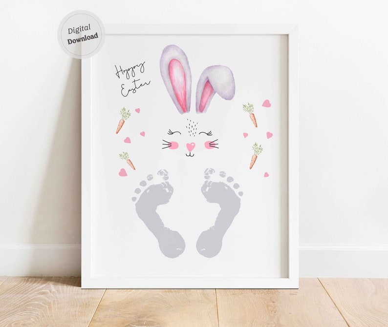 Easter Bunny Feet Footprint Printable My First Easter - Etsy