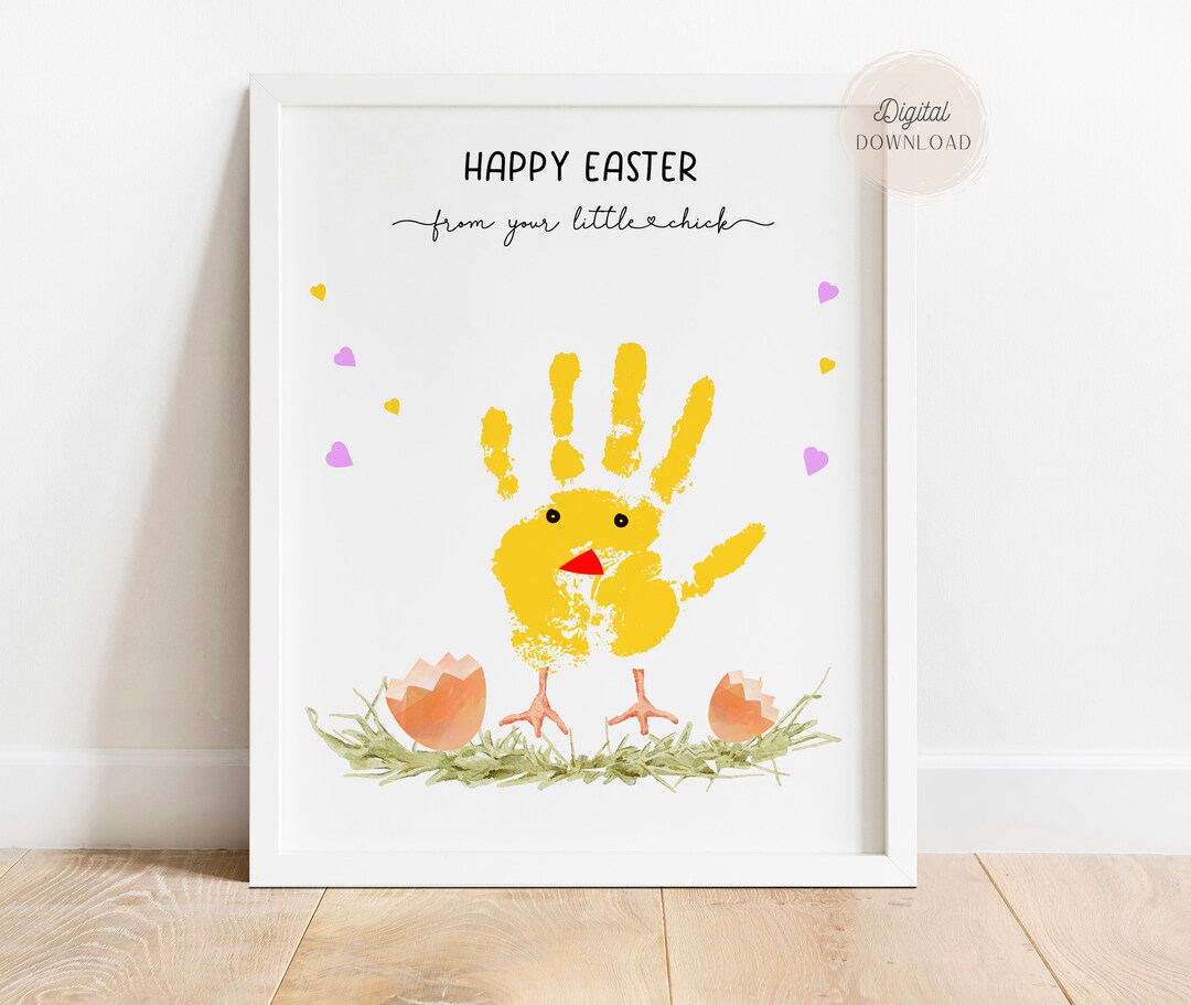 Chick Handprint, Easter Chick Hand Print Craft, Chick Handprint Card ...