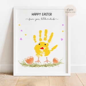 Chick Handprint, Easter Chick Hand Print Craft, Chick Handprint Card ...