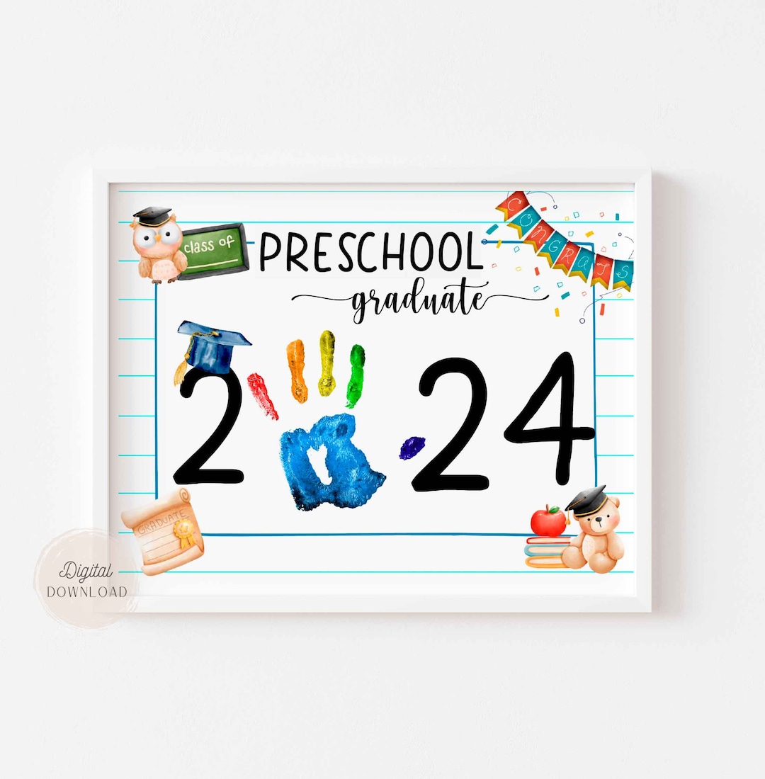 Preschool Graduation Sign, Graduation Crafts, Handprint Art, Printable ...