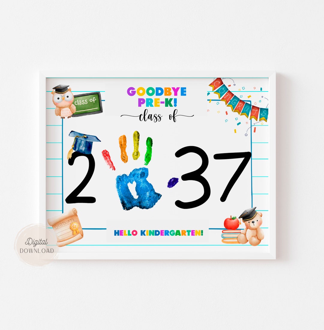 Goodbye Pre-k Hello Kindergarten Sign, Graduation Crafts Printable ...