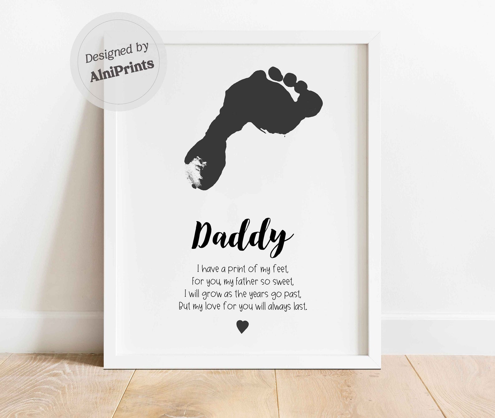 Footprint Poem for Dad Fathers Day Gift Footprint Art Fathers - Etsy