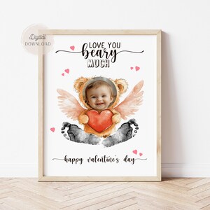 Love You Beary Much Footprint With Photo, Valentine's Day Feet Art ...