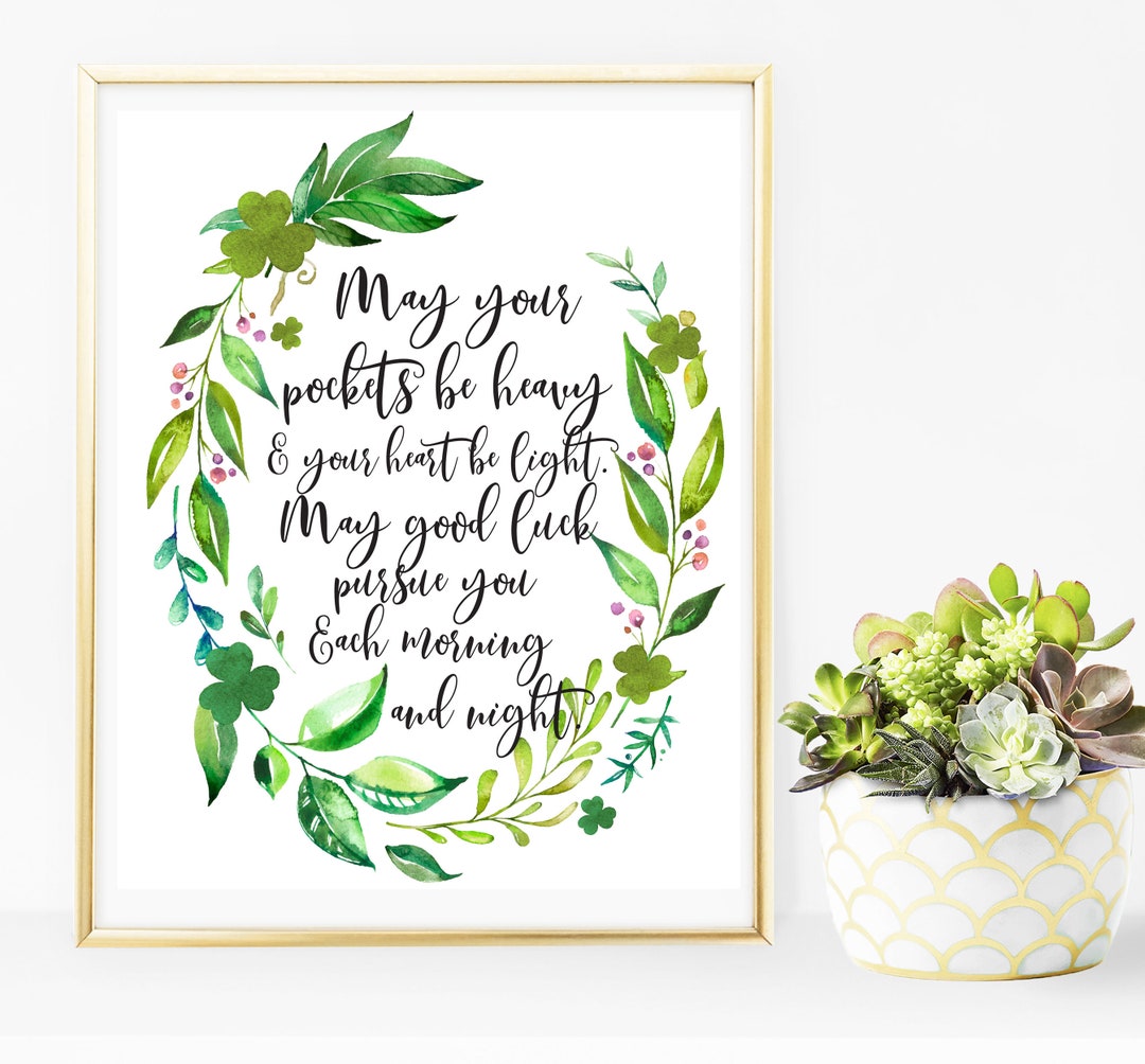 St. Patrick's Day Irish Blessing Print: Shamrock Prayer (digital ...