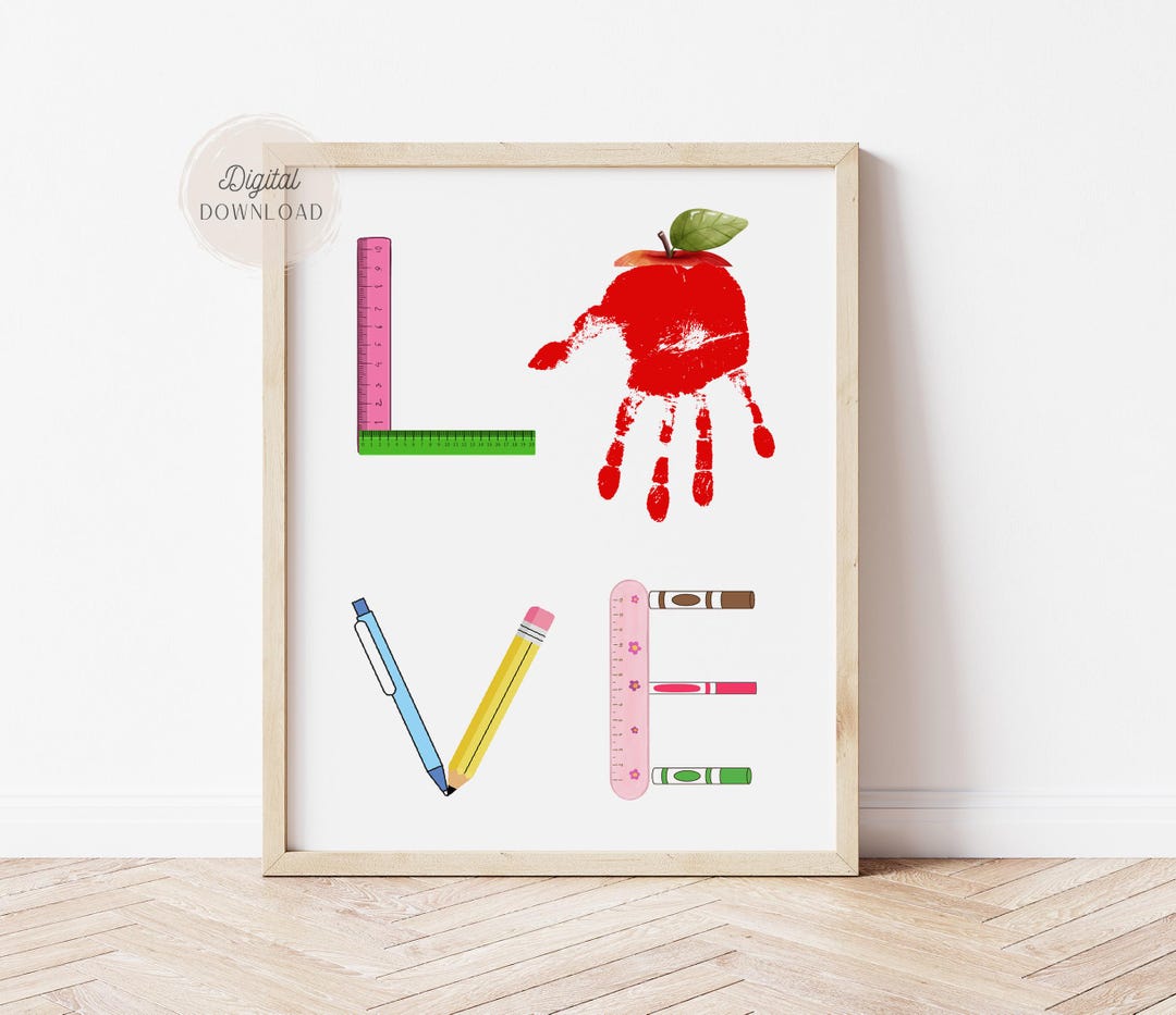 1st First Day School Handprint Craft, Love Apple Handprint Art Template ...