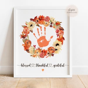 Thanksgiving Handprint Art, Blessed Thankful Grateful Craft for ...