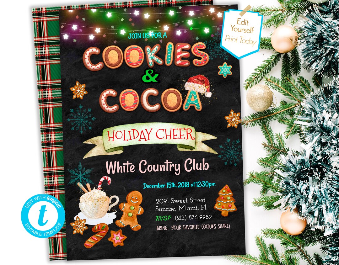 Cookies and Cocoa Santa Invitation Holiday Cheer Party - Etsy