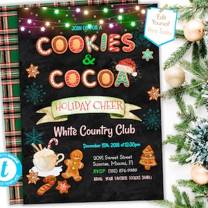 Cookies and Cocoa Santa Invitation Holiday Cheer Party - Etsy