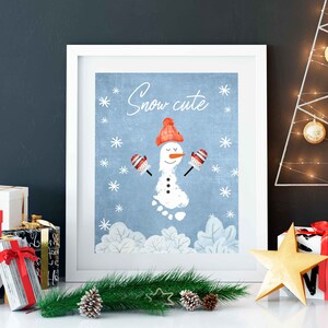 Snowman Footprint Printable Craft Handprint Gift Christmas Templet Baby ...