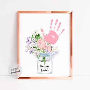 Happy Easter Craft Handprint Printable Spring Flowers - Etsy