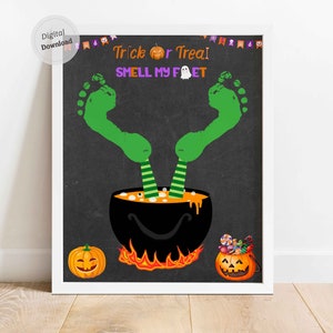 Halloween Footprint Art Witch Feet Handprint Printable Template Baby ...