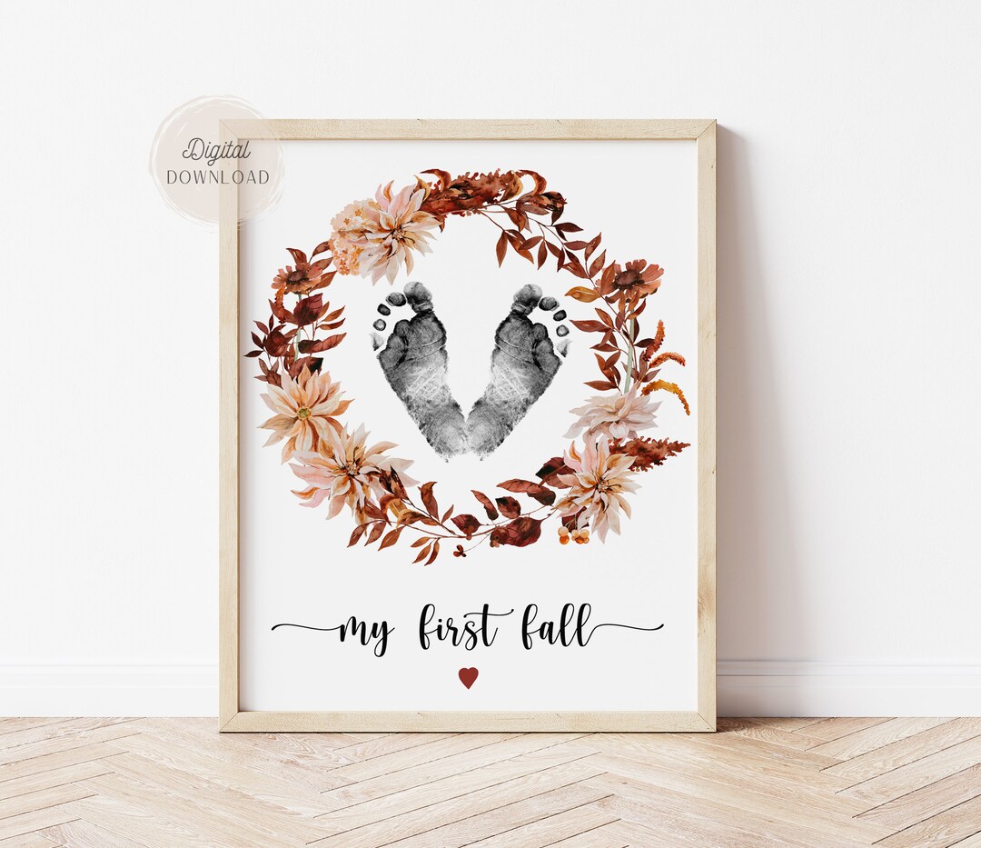 My 1st First Fall Footprint Art Crafts / Newborn Printable Download ...