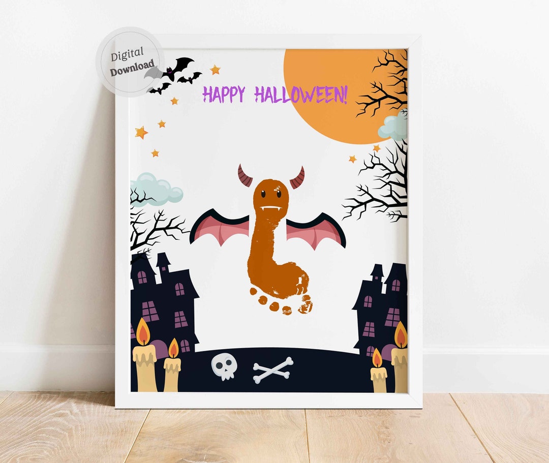 Halloween Handprint Art for Kids Bat Foot Feet Print Art Activities ...