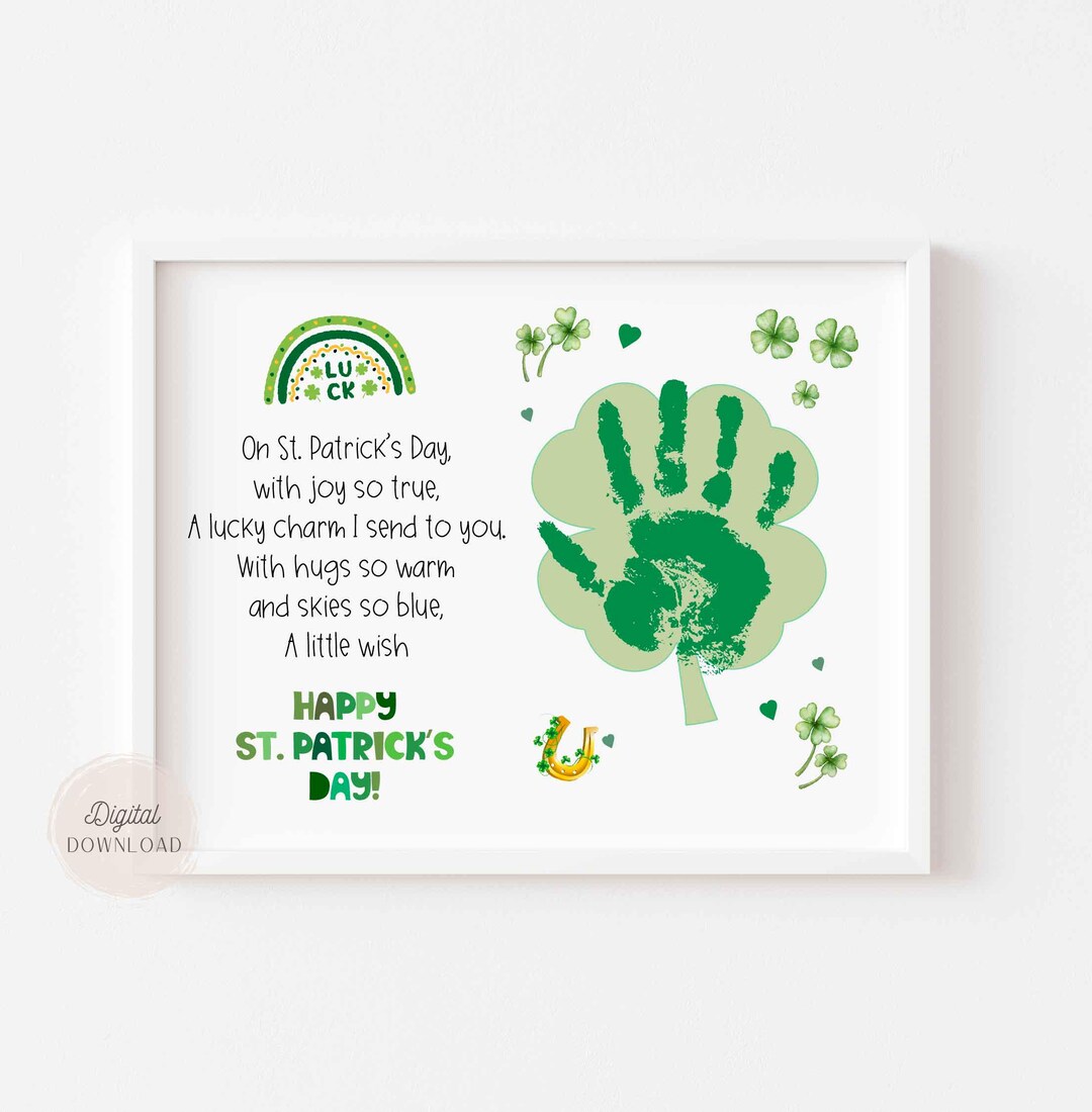 Shamrock Handprint With Poem, Happy St Patrick's Day Handprint Art ...