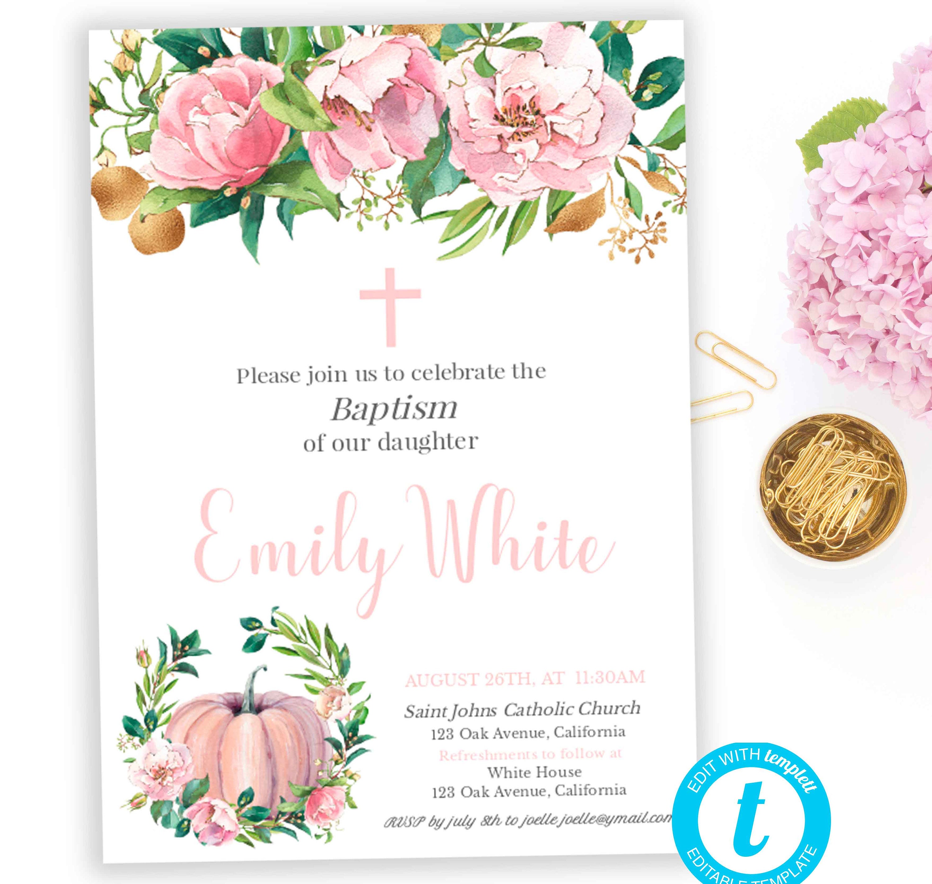 Primera Invitaci n De Comuni n Plantilla Editable Bautizo Etsy