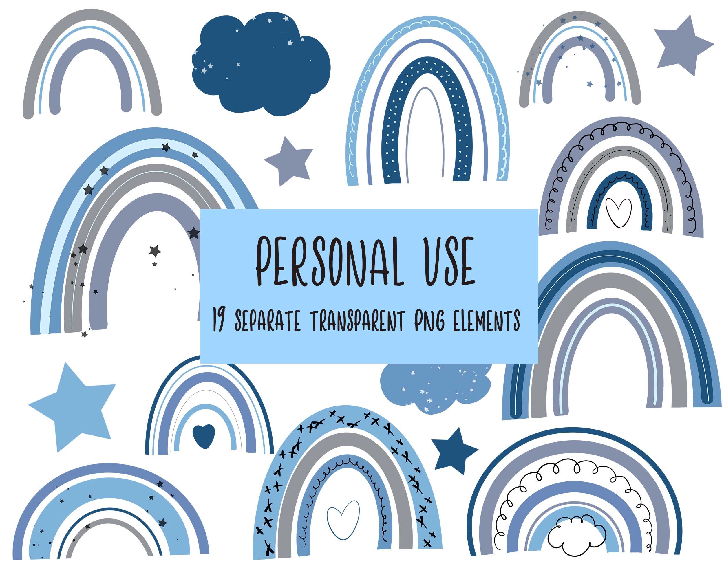 Blue Neutral Rainbow Clipart Pastel Rainbow Bundle Modern Kids - Etsy UK