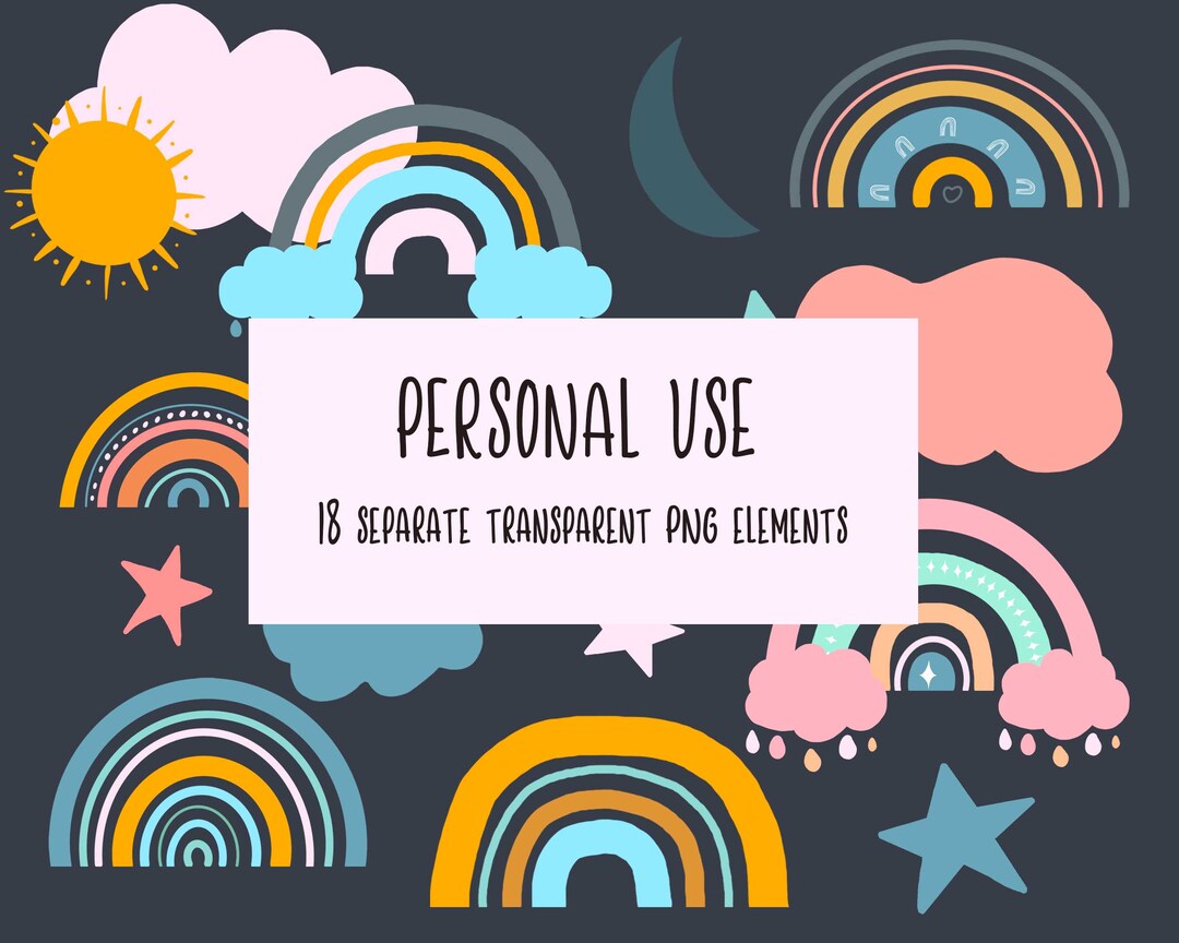 Neutral Rainbow Clipart Pastel Rainbow Bundle Modern Kids Clip Art ...