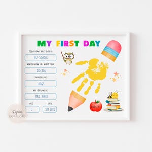 All About Me Student, 1st First Day Interview Questions Handprint Art ...