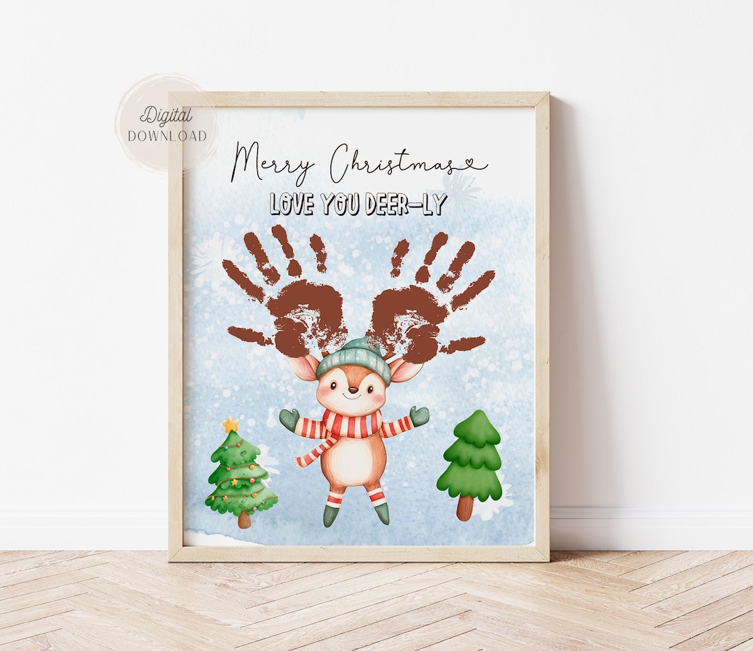 Reindeer Handprint Art, Christmas Handprint Card, Handprint Craft ...
