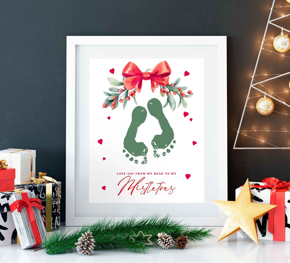 Love You From My Head to My Mistletoes Footprint Art Printable - Etsy
