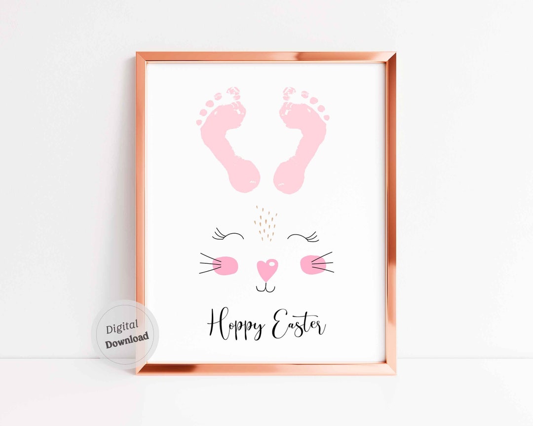 Hoppy Easter Bunny Ears Footprint Printable My First Easter Handprint ...