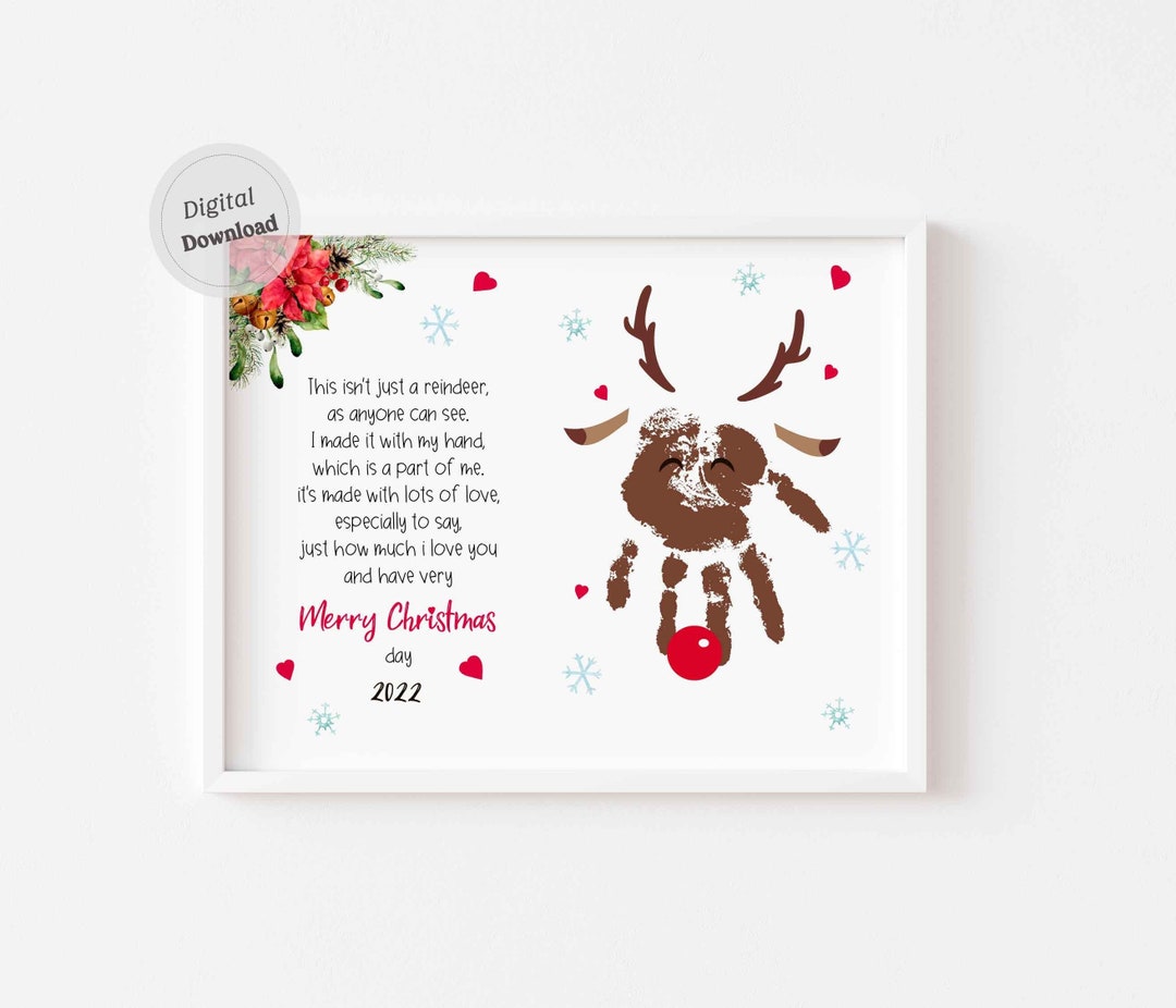 Handprint Reindeer Poem Art Printable Download Template - Etsy