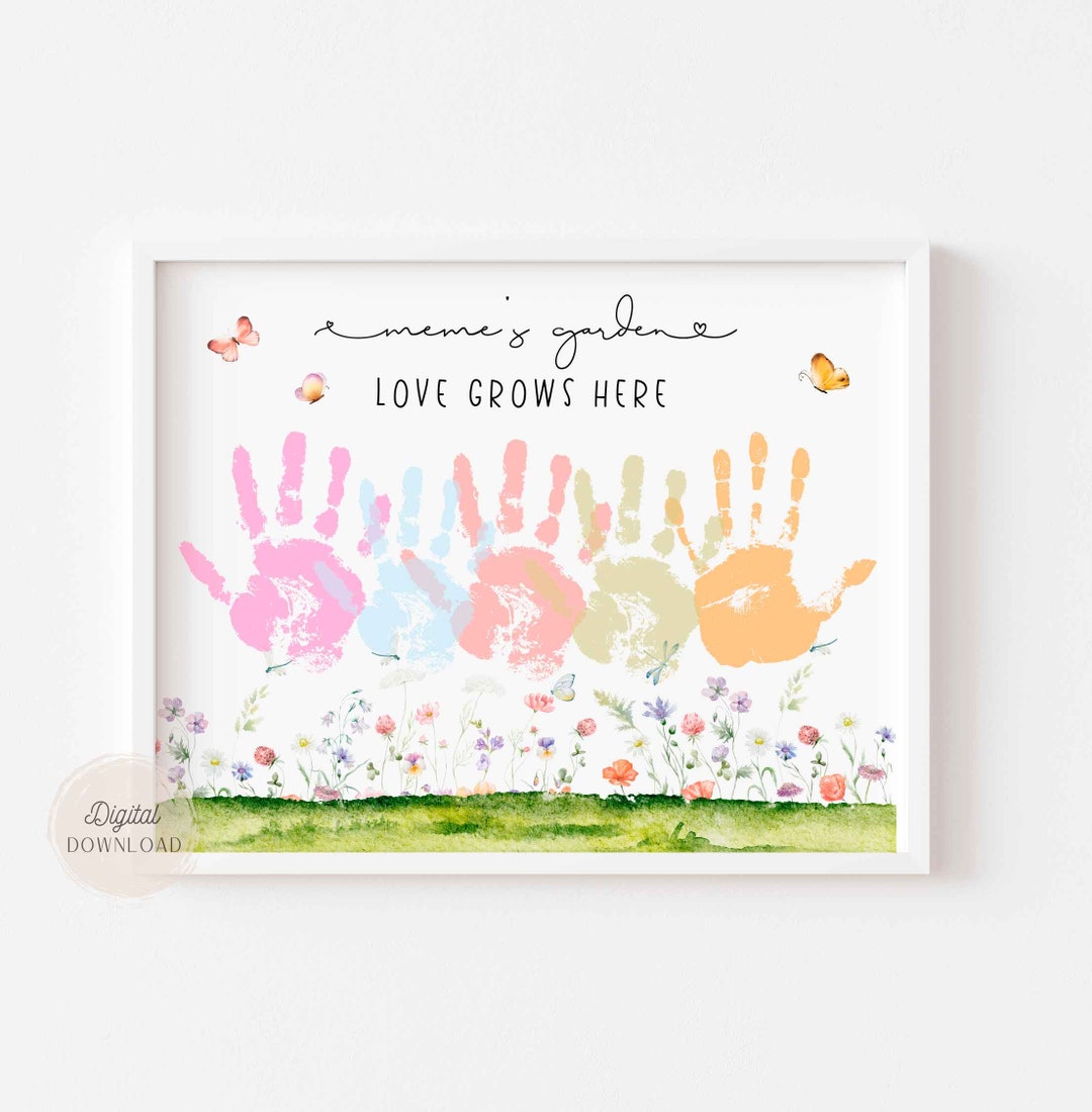 Meme’s Garden Handprint Art Printable Mother Day Sign From Kids ...