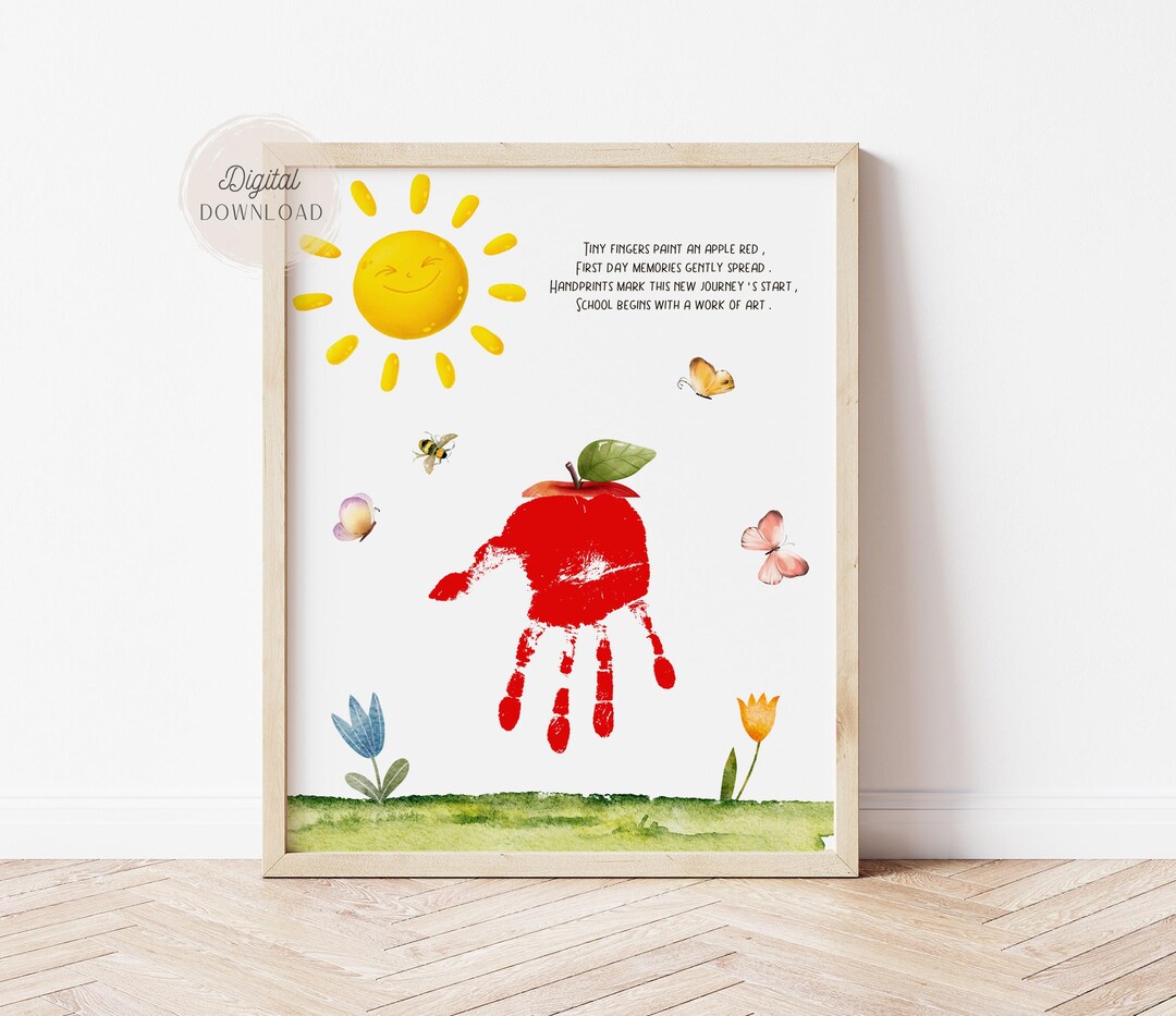 Apple Handprint Art Poem, 1st First Day School Craft, Handprint Craft ...