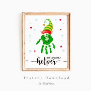 Elf Handprint Art, Christmas Handprint Card, Christmas Handprint Art ...