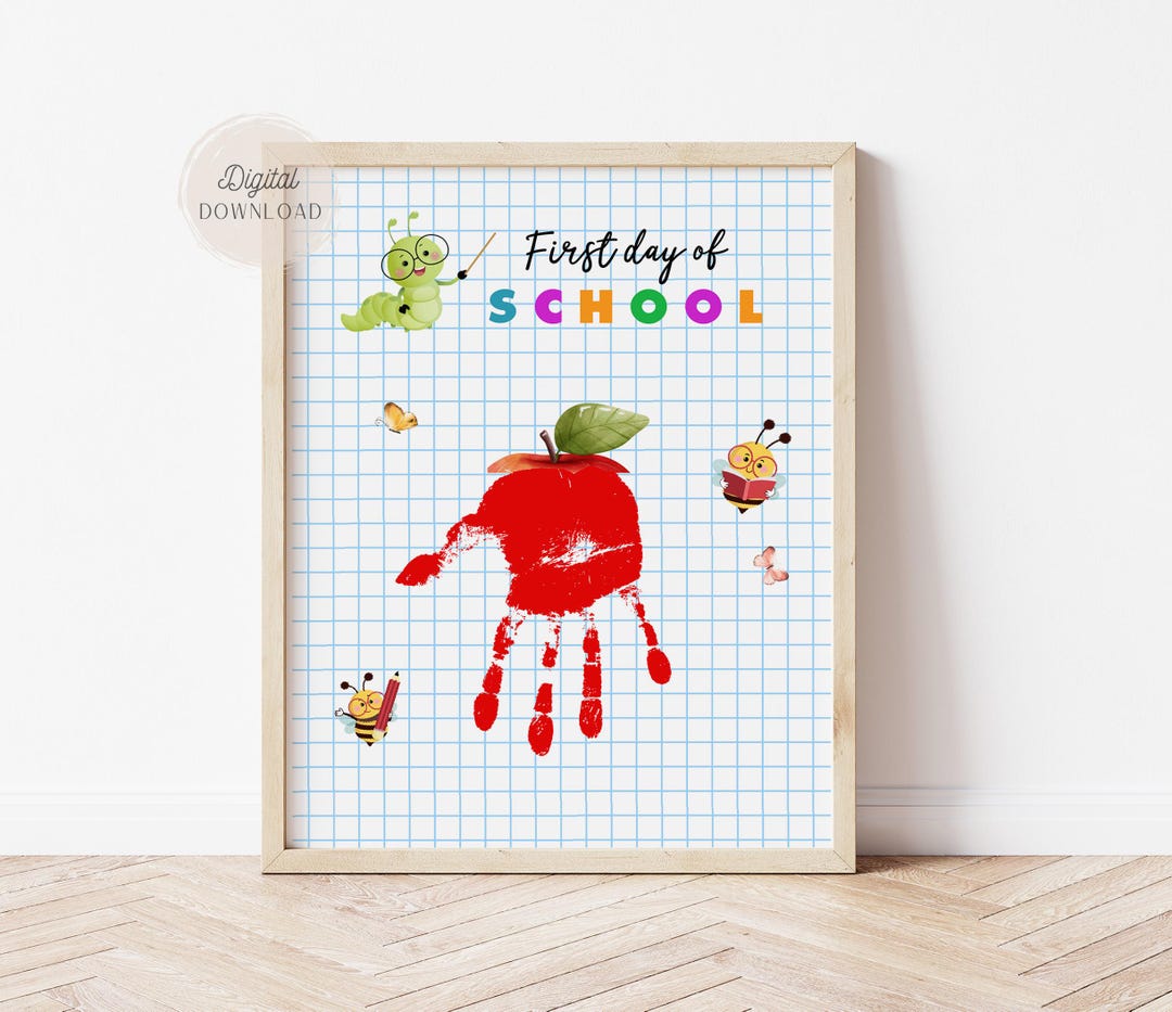 Apple Handprint Art, 1st First Day School Craft, Childrens Handprint ...