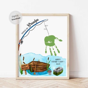 Hooked on Grandpa Handprint Printable Art Father's Day Pawpaw Fish Sign ...