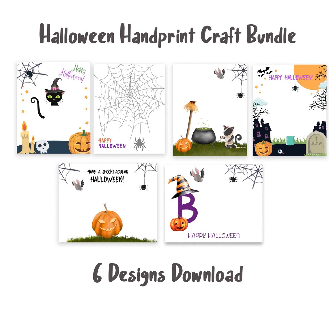 Bundle Halloween Handprint Craft Printable Download Kids - Etsy