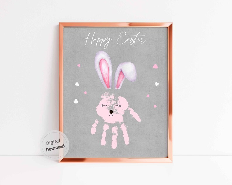 Easter Bunny Handprint Printable Art Handprint Template for - Etsy