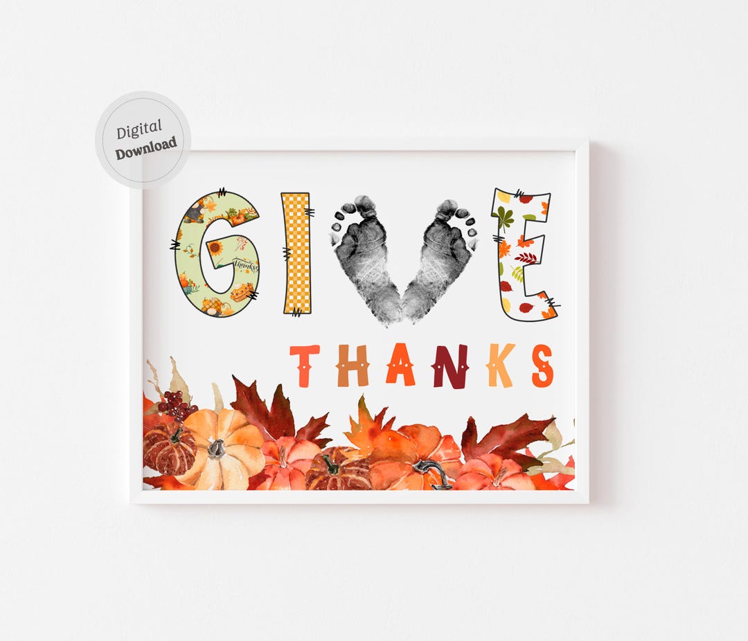 Give Thanks Footprint Art Crafts, 1st Thanksgiving Infant, DIY ...