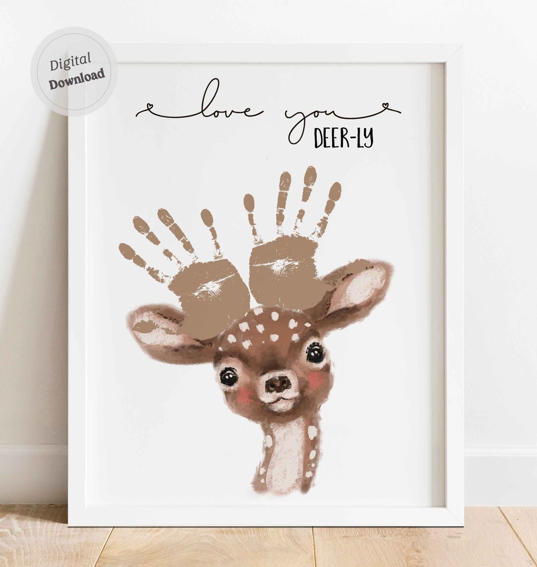 Love You Deer-ly Father's Day Handprint Art Template Sign Deer ...