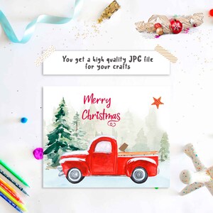Red Truck With Christmas Tree Handprint Art Printable Template Xmas ...